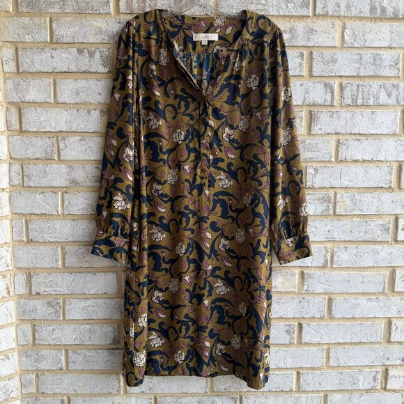 LOFT | Dresses | Loft Ann Taylor Long Sleeve Vneck 3 Button Floral ...